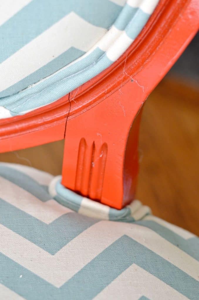 DIY Upholstered Armchairs in Red and Chevron