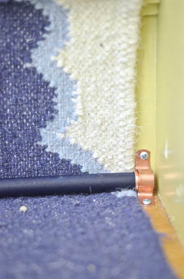 DIY Staircase Runner with Stair Rods