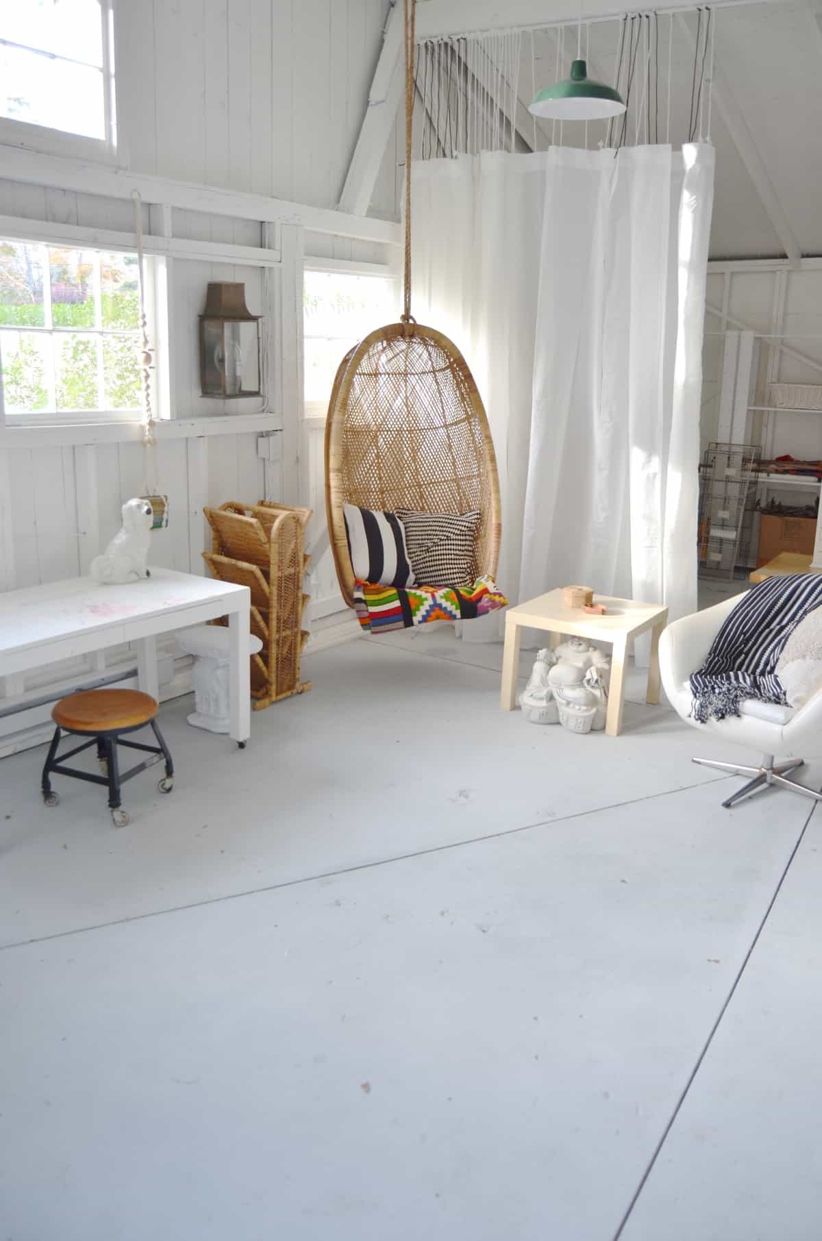 hanging-chair-painted-floor - At Charlotte's House
