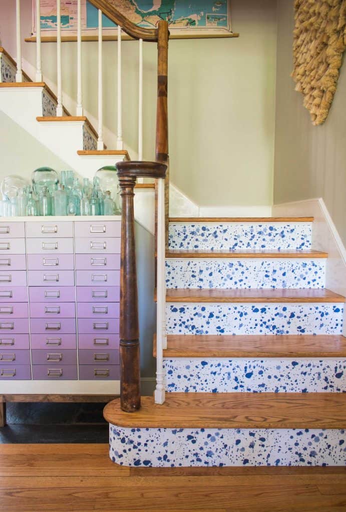 Make Decorative Stair Risers Using Wallpaper - At Charlotte's House