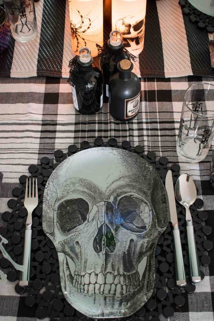 Skeleton Halloween Table Decor - At Charlotte's House