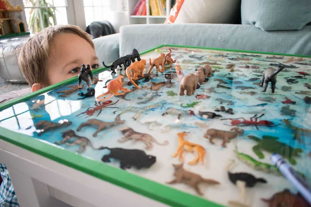 Setting Plastic Toy Animals in a Resin Table Top - At Charlotte's House