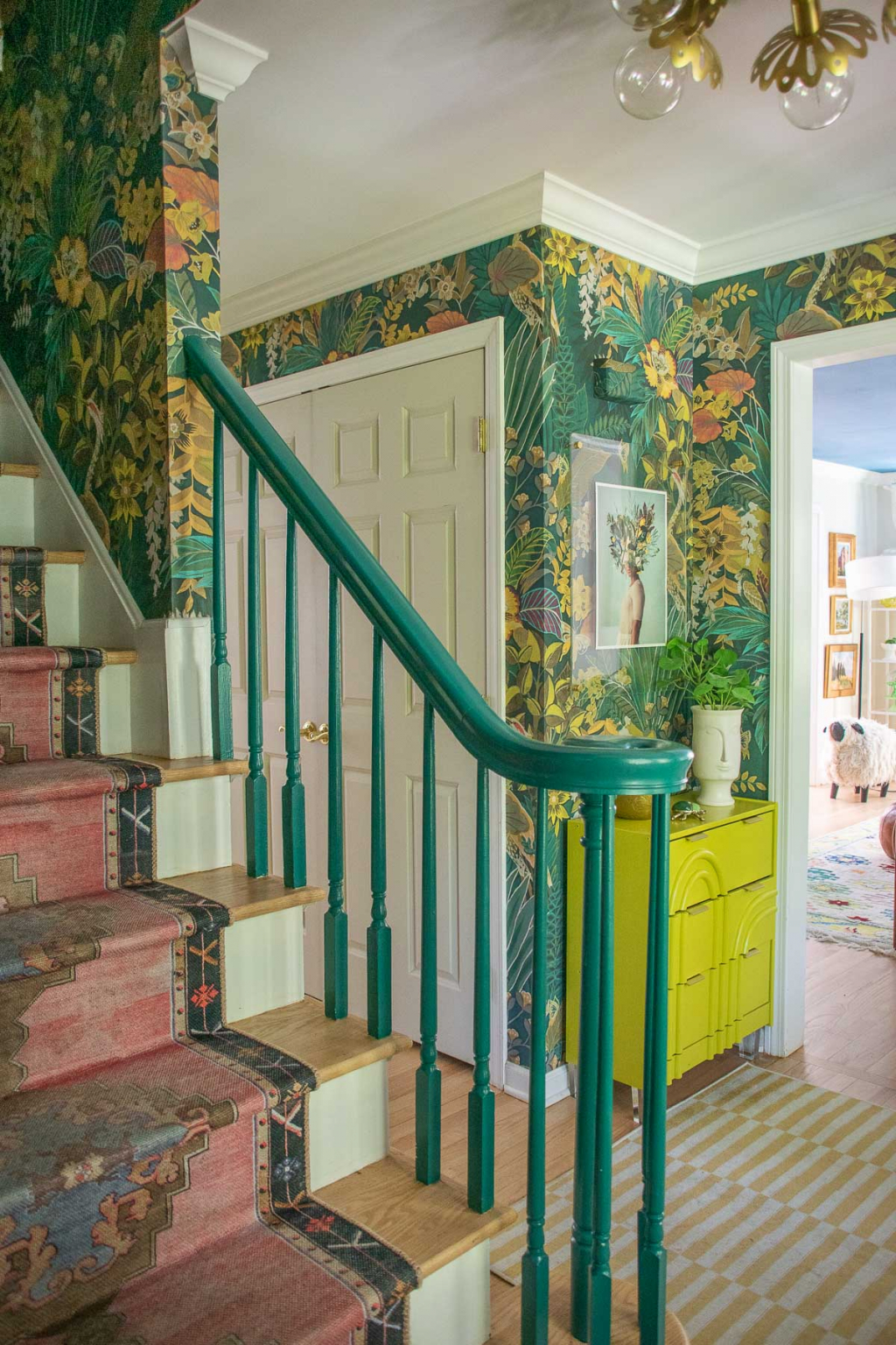 Foyer Reveal: Eclectic Wallpaper and Colorful Details - At Charlotte's ...
